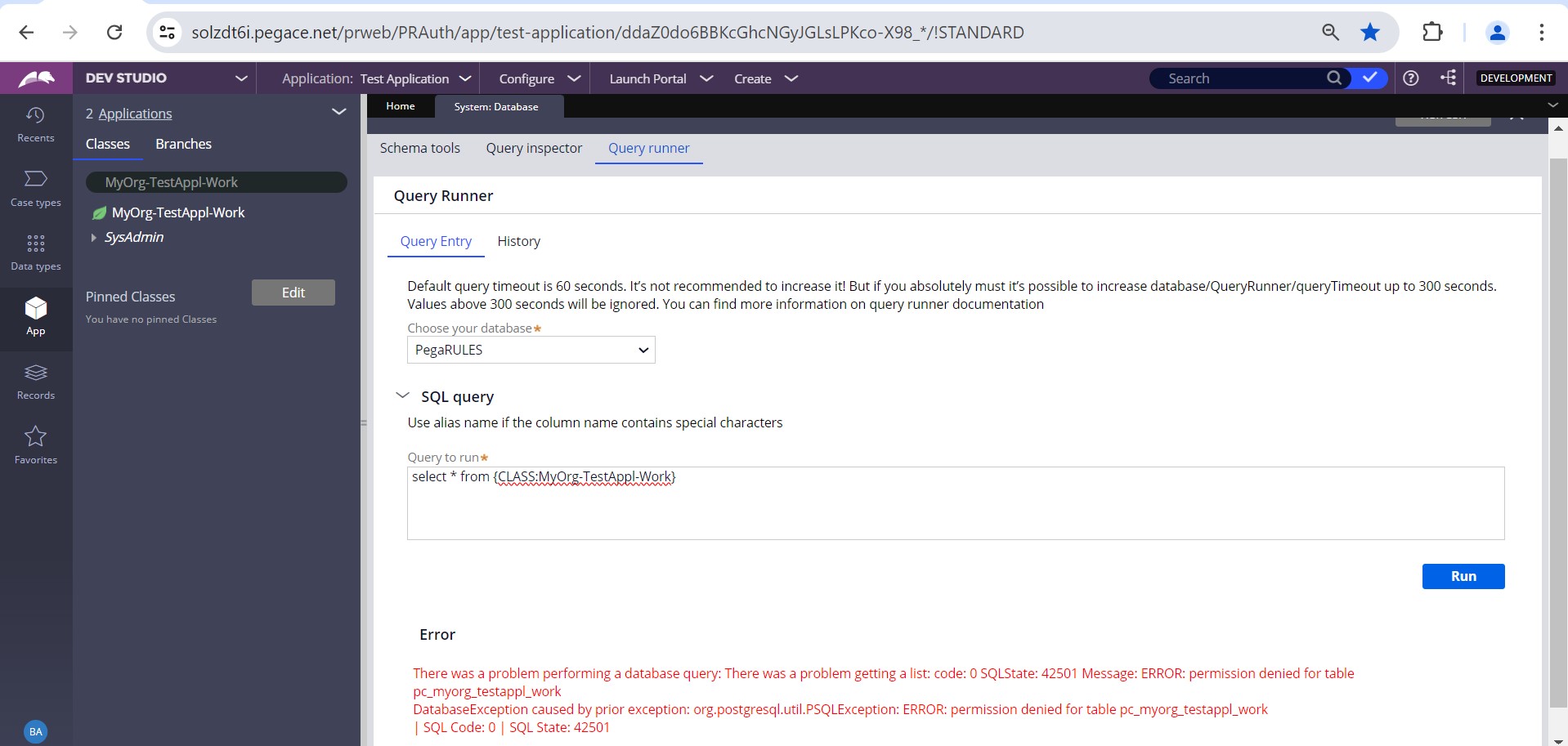 Query Runner Error | Support Center